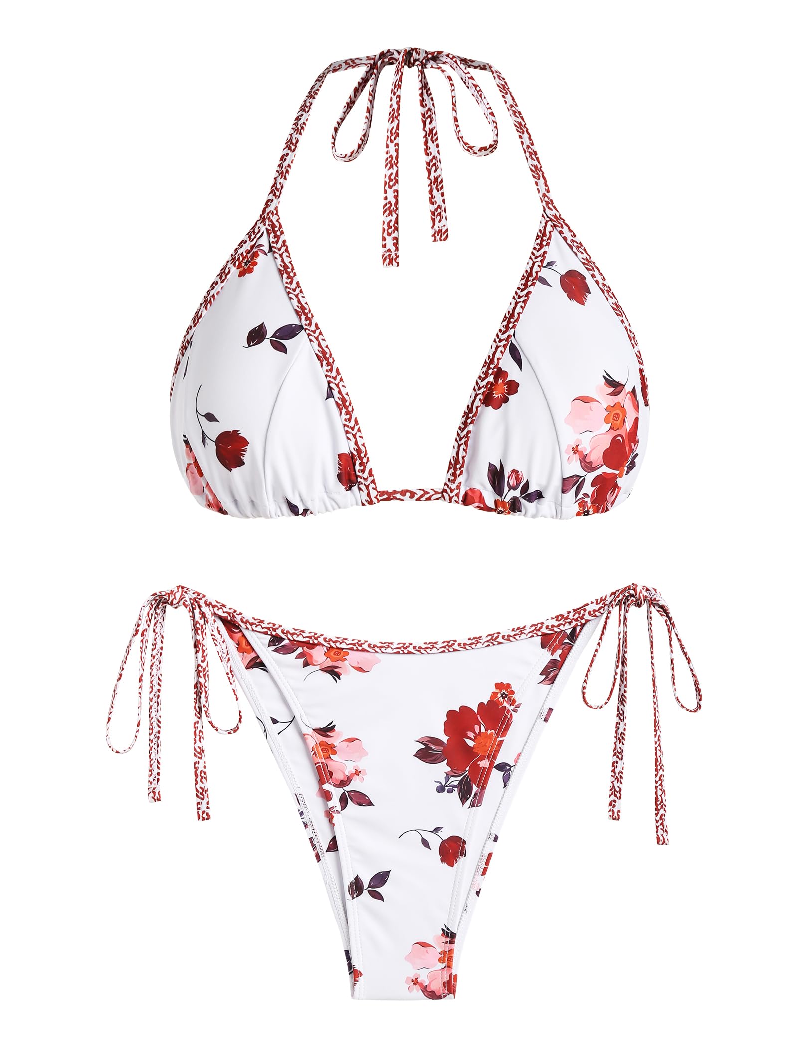 ZAFUL Bikini Bathing Suit for Women Halter 2 Piece Bikini Sets Floral ...