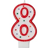 Amazon.com: Crave Number Birthday Candle Cake Topper, Red Polka Dot ...