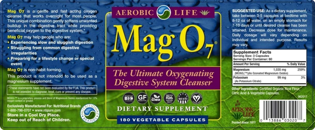 Aerobic Life Mag O7 Oxygen Digestive System Cleanser Capsules, 180 ...