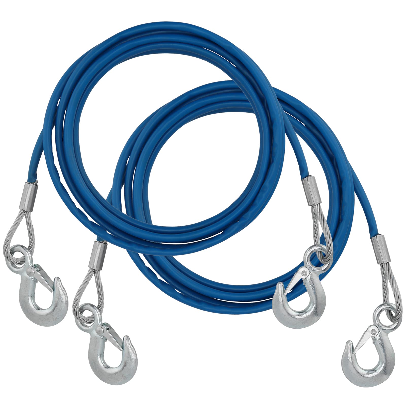 KEILEOHO 2 PCS 3/8 Inch x 13Ft Heavy Duty Tow Cable, Steel Wire Rope ...