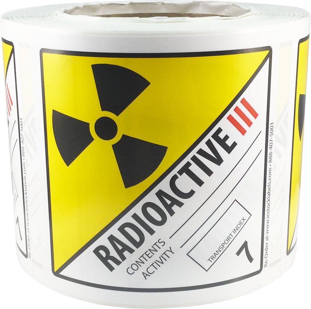 Amazon.com : Hazard Class 7 D.O.T. Radioactive III Labels 4x4 Inch ...