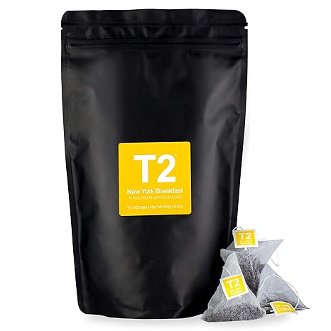 T2 Tea New York Breakfast Black Tea Bags in Resealable Foil Refill Bag ...