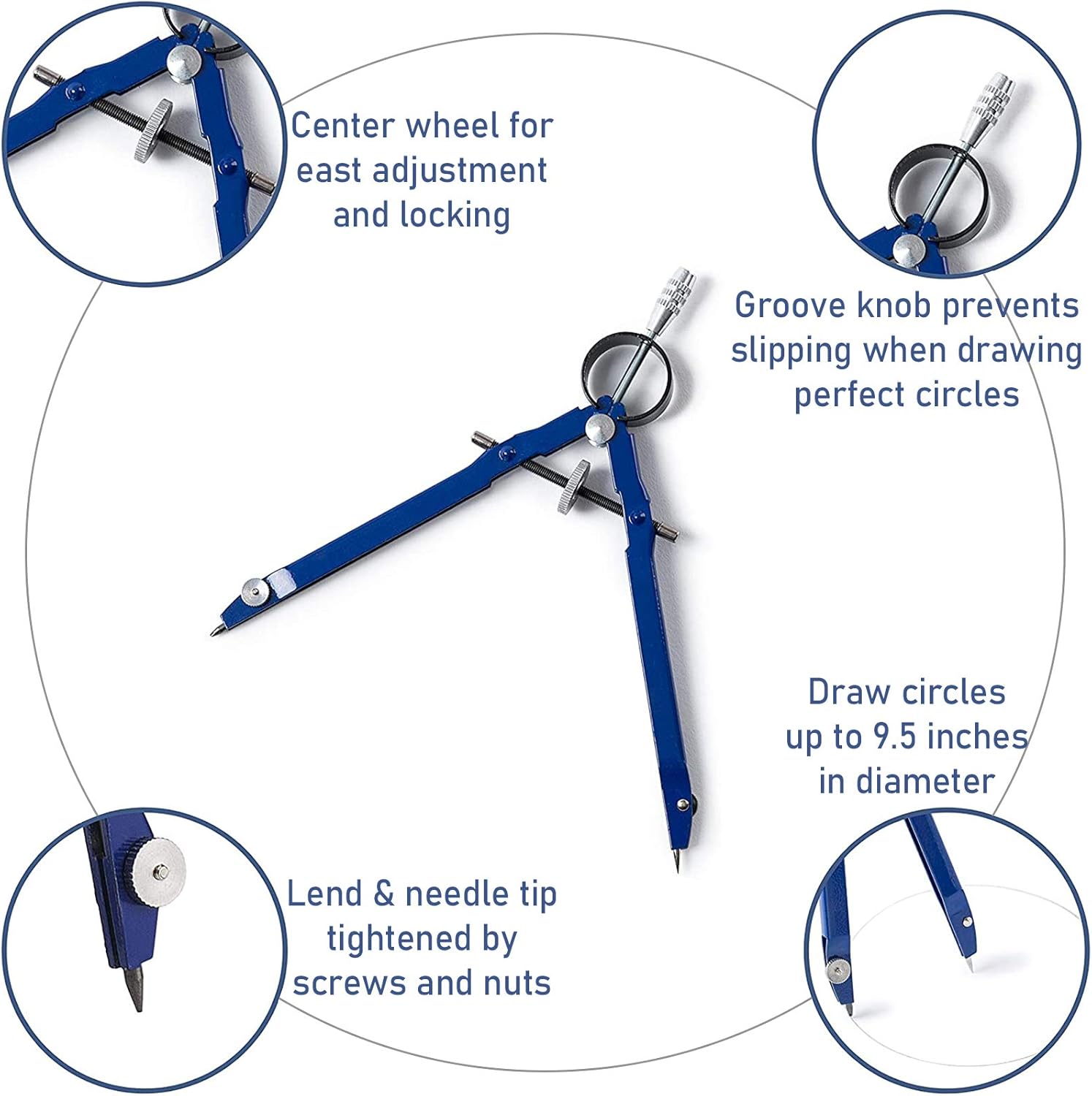 2 Pack Professional Compass Maths Compass Geometry with Extra Lead ...