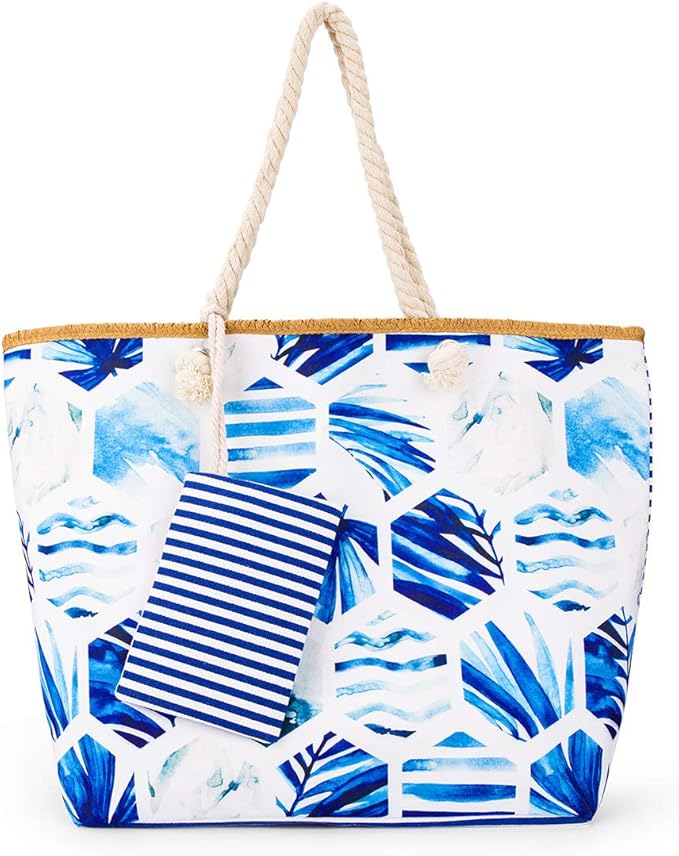 Große Strandtasche mit Reißverschluss, Large Sommer Leinentragetaschen ...