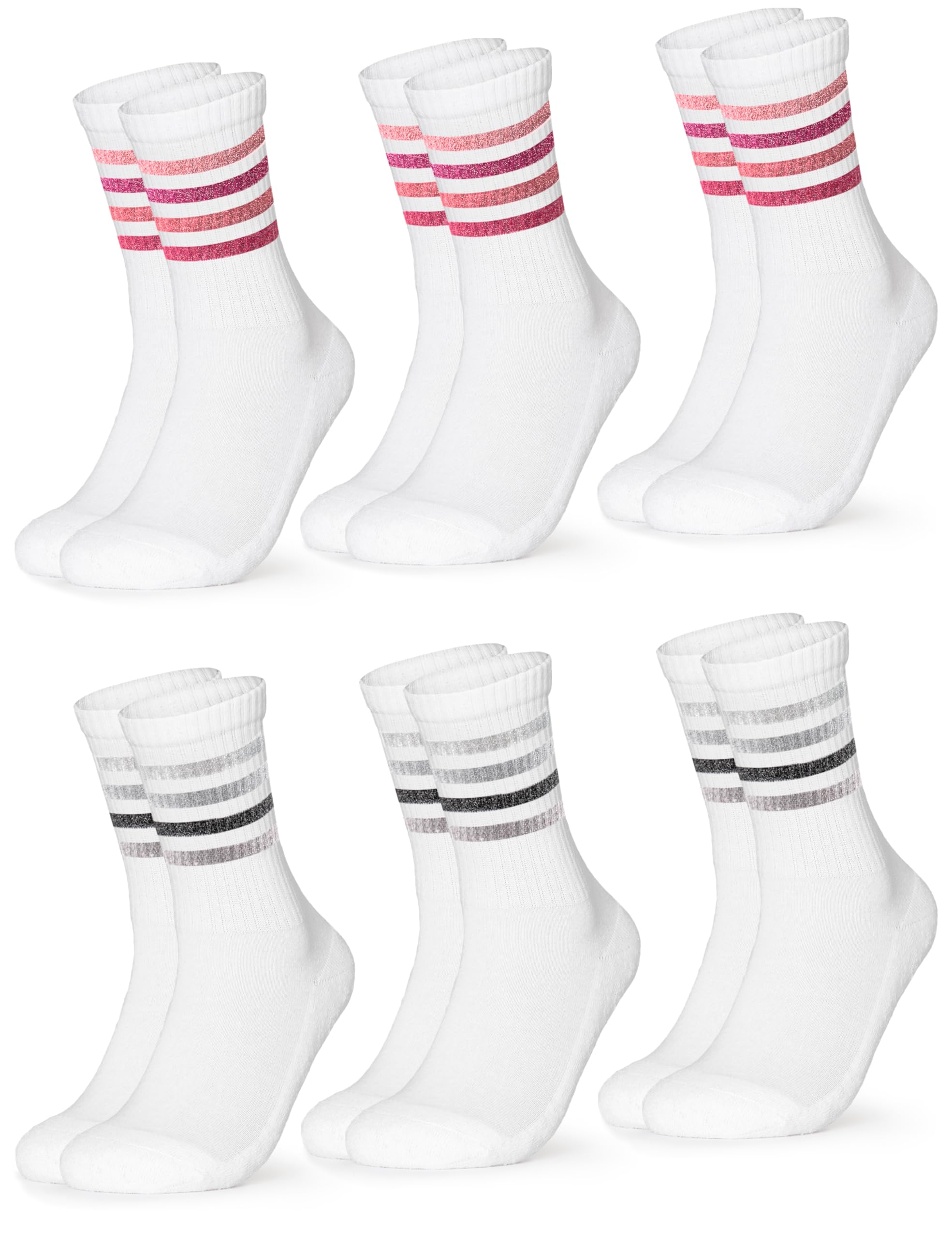 Occulto Women Cotton Crew Socks Pack of 6 (Model: Steffi) Pink Gray ...