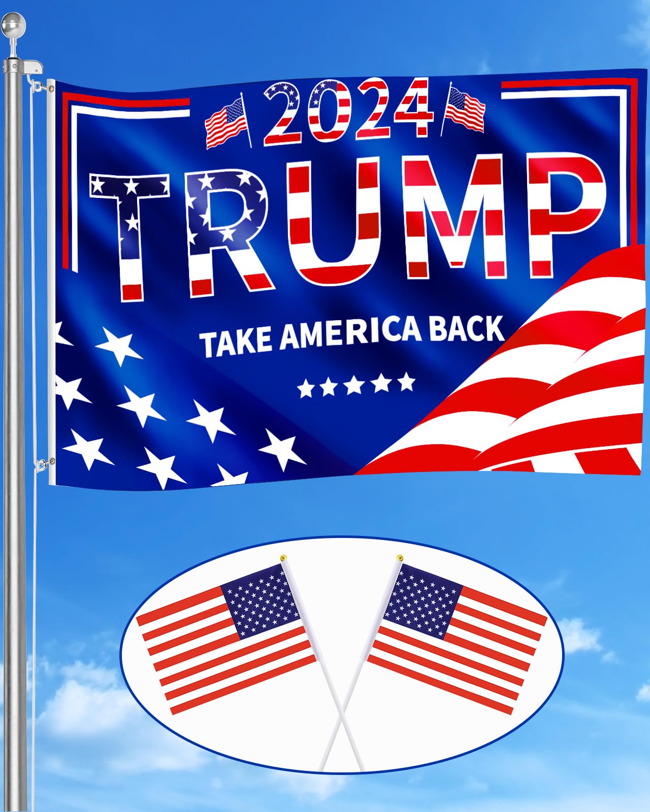 Trump 2024 Flag 3x5 FT, President Trump Flag Take America Back Banner ...