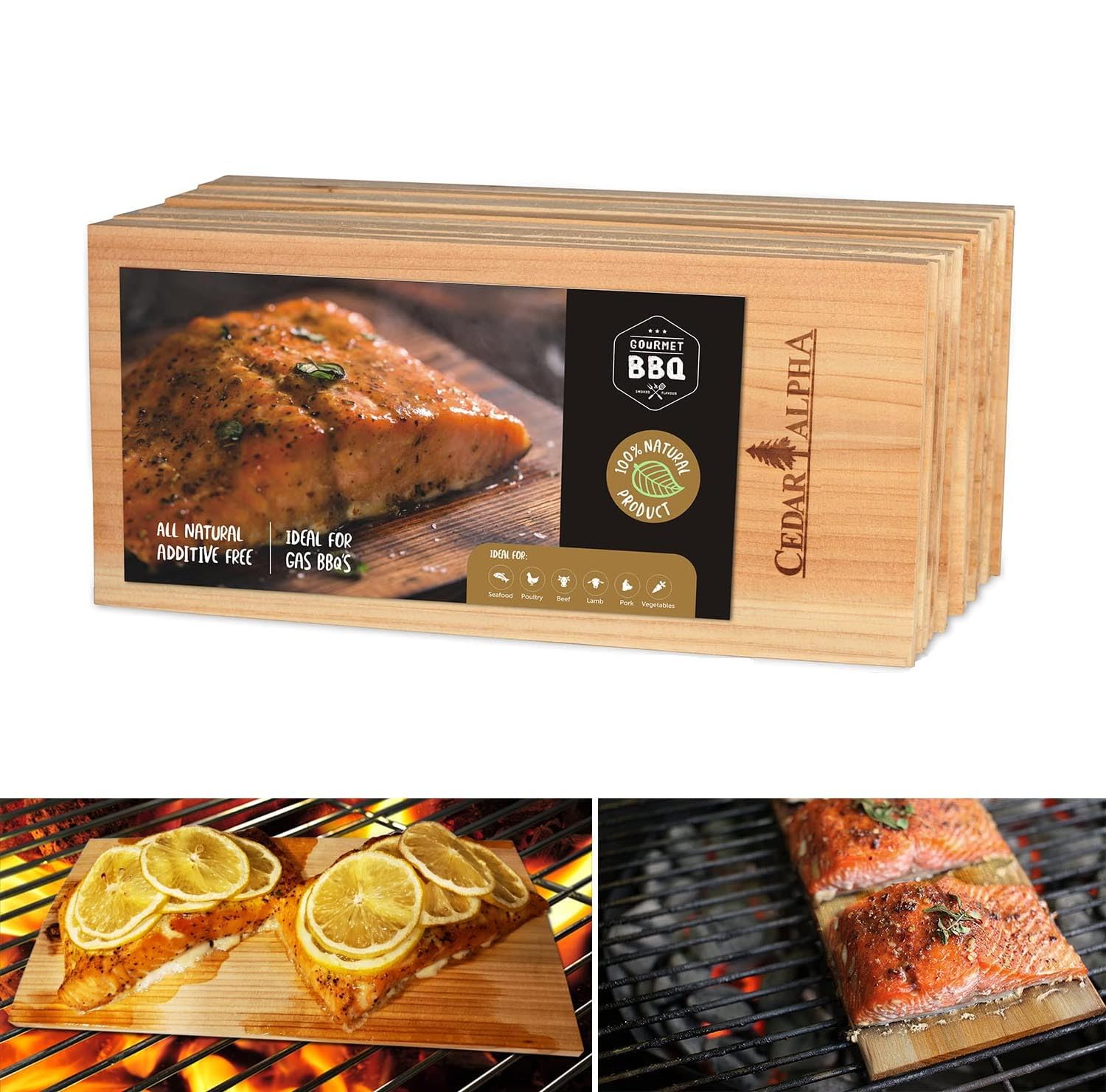 CEDAR ALPHA Bigger 12 Pack Premium Cedar Planks for Grilling Salmon ...