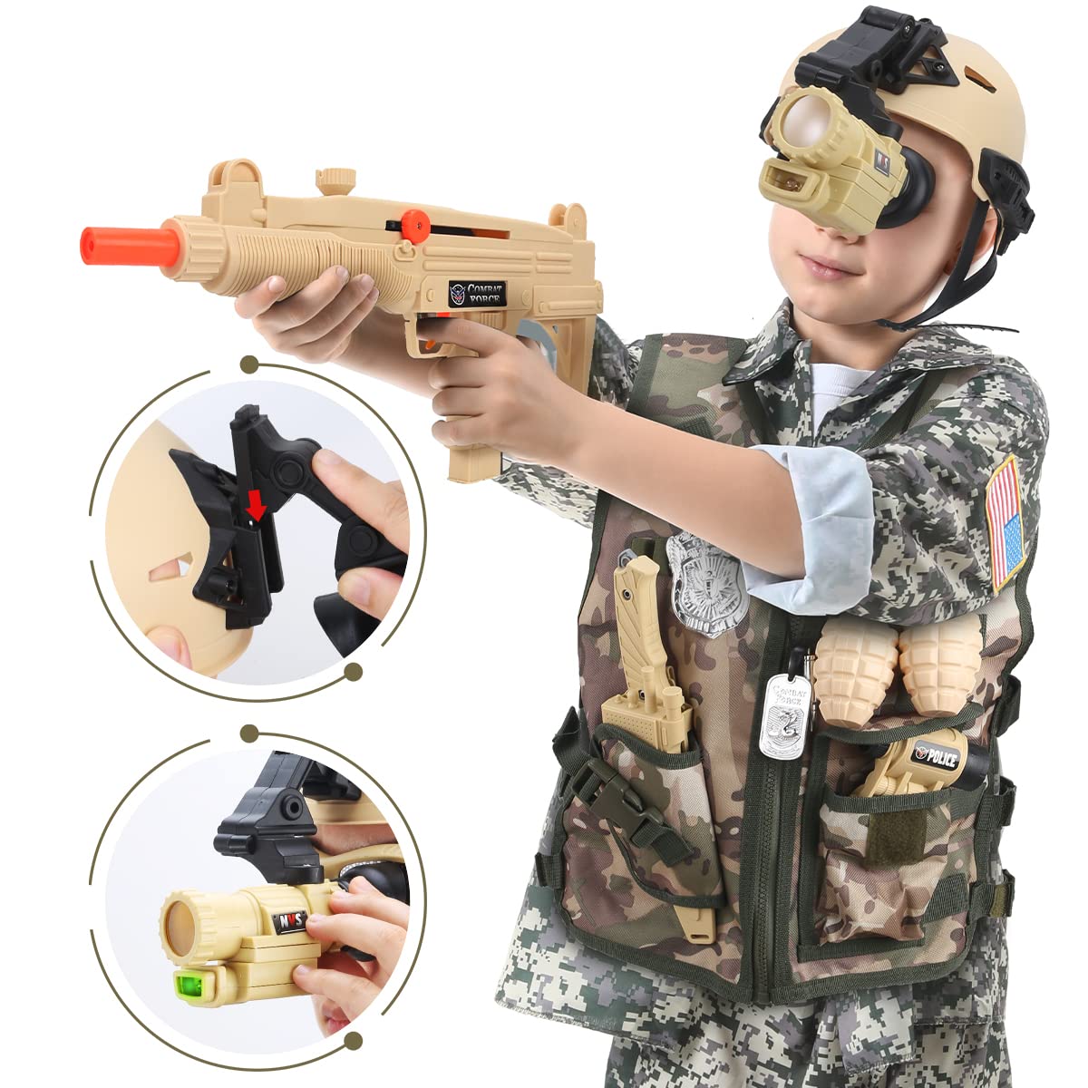 Mua CAPTAIN CHAOWING 17 PCS Kids Army Costume, Military Soldier Dress ...
