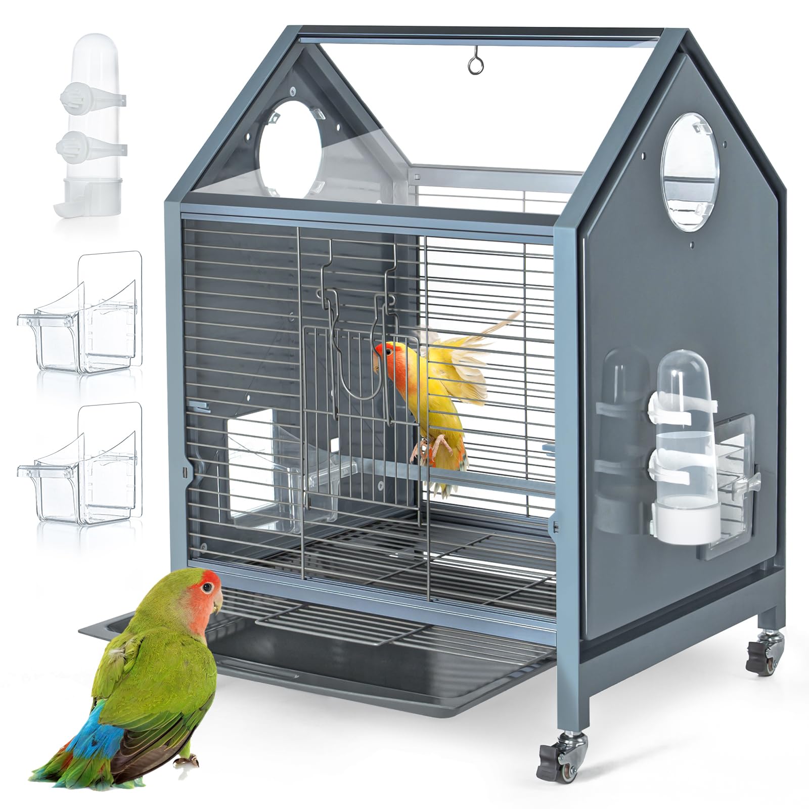 SUKEOPET Acrylic Bird Cage, 25 inch Medium Parrot Cage for Parakeet ...