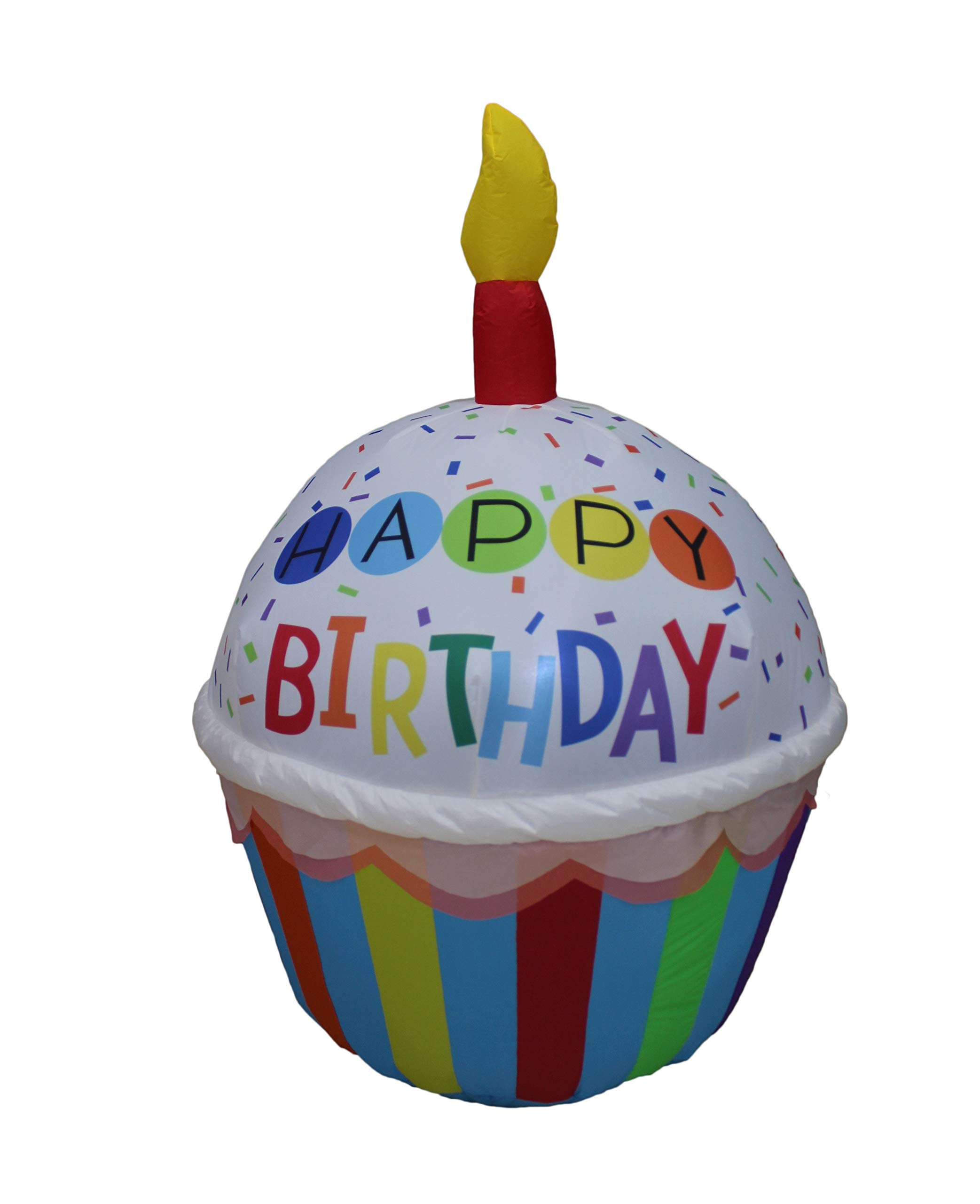 4 Foot Tall Cute Happy Birthday Inflatable Cupcake with Candle Lights ...