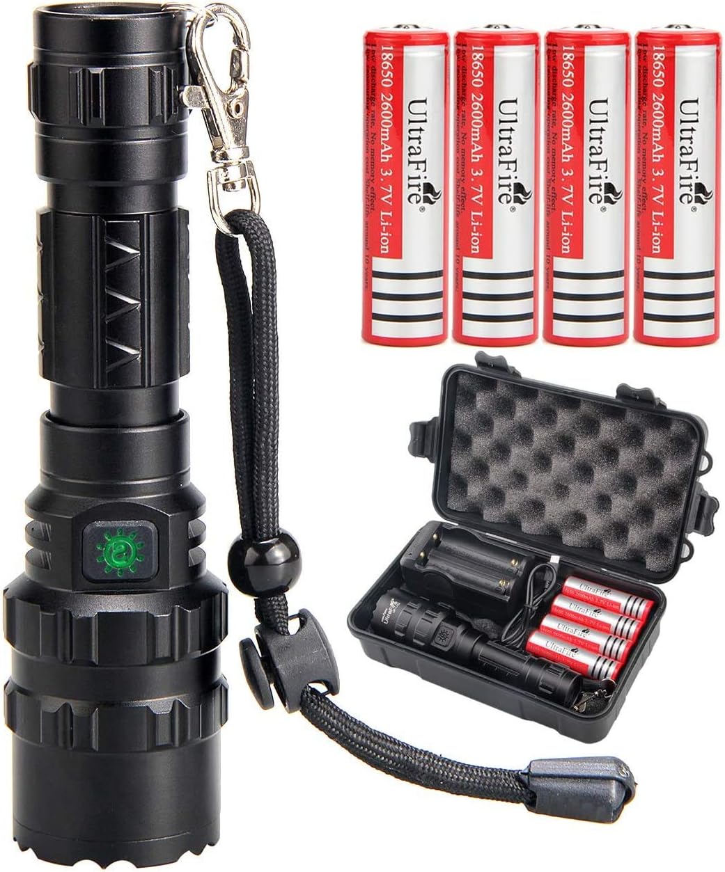 UltraFire USB Rechargeable Tactical LED Torch 1000 Lumens 5 Modes with ...