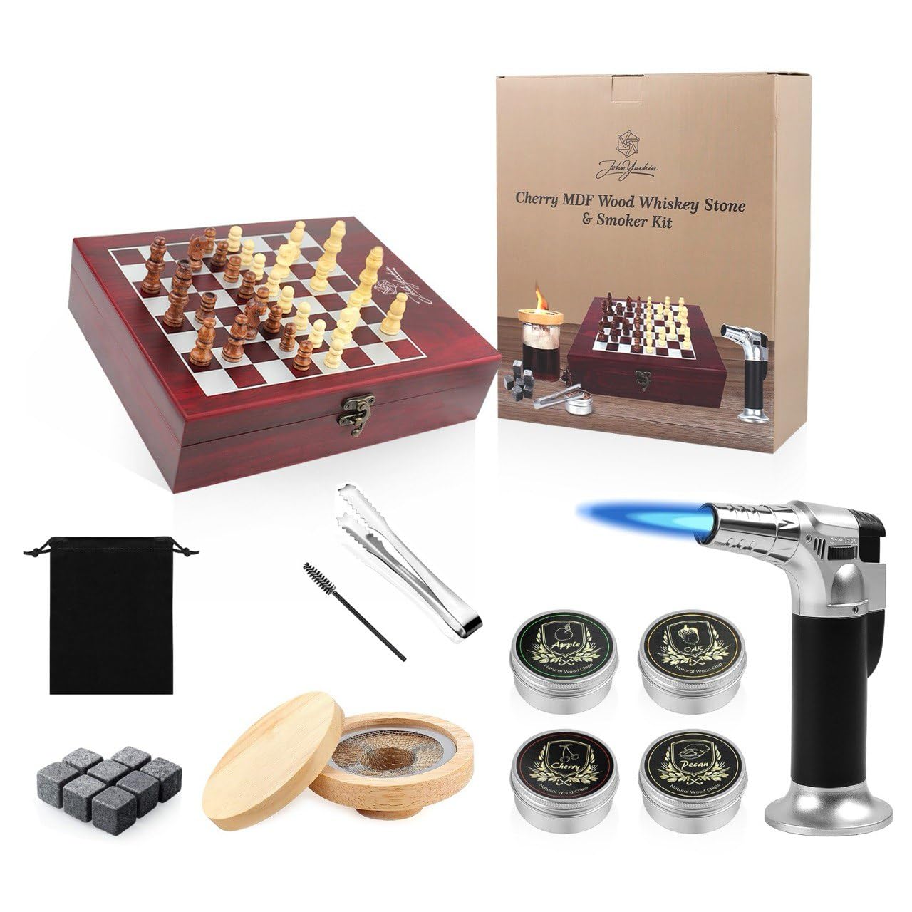 Mua John Yachin Whiskey Cocktail Smoker Kit with Torch Plus Chess Board ...