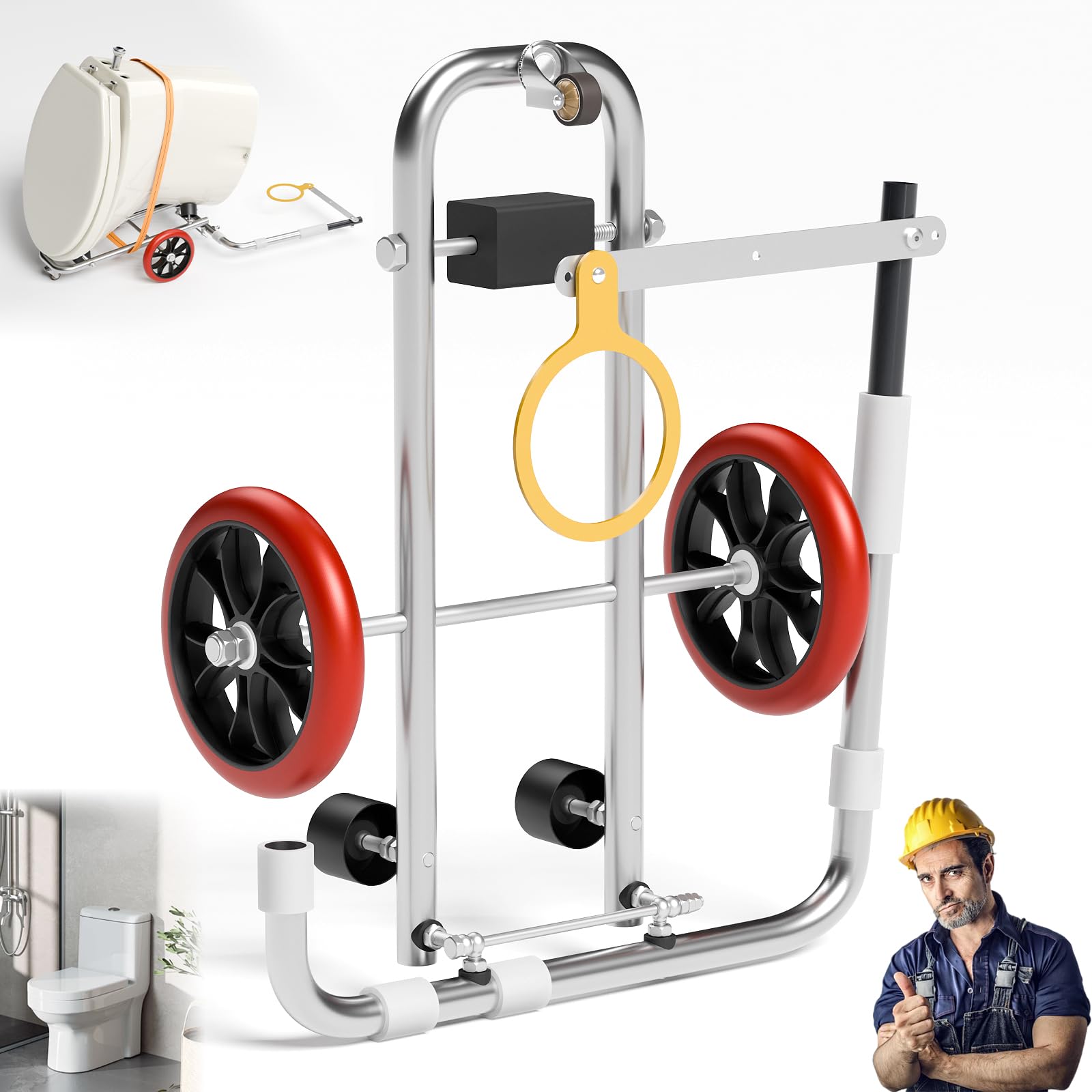 Toilet Installation Jack, Stainless Steel Foldable Toilet Cart Jack ...