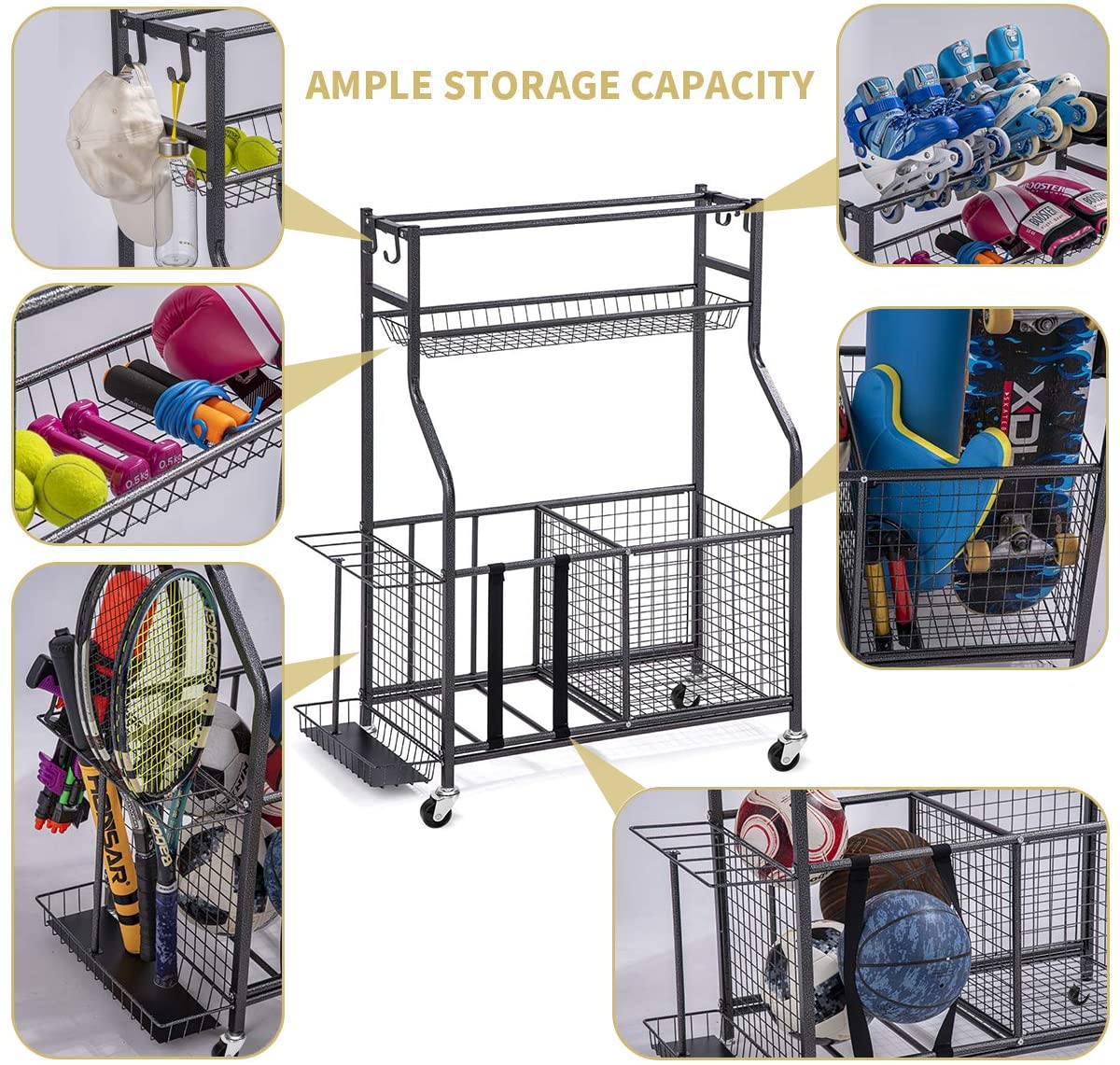 Mua Garage Sports Equipment Storage Organizer with Baskets and Hooks ...
