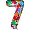 Amazon.com: Number 7 Balloons Rainbow Seven Balloon for 7 Year Old ...