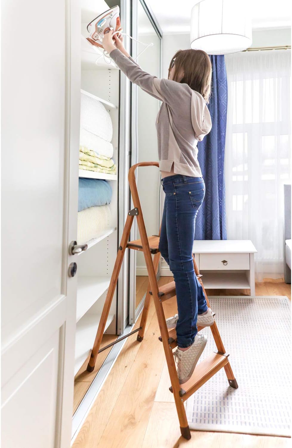 Tatkraft Upgrade 4 Step Ladder, Step Stool, Foldable Kitchen Step with ...