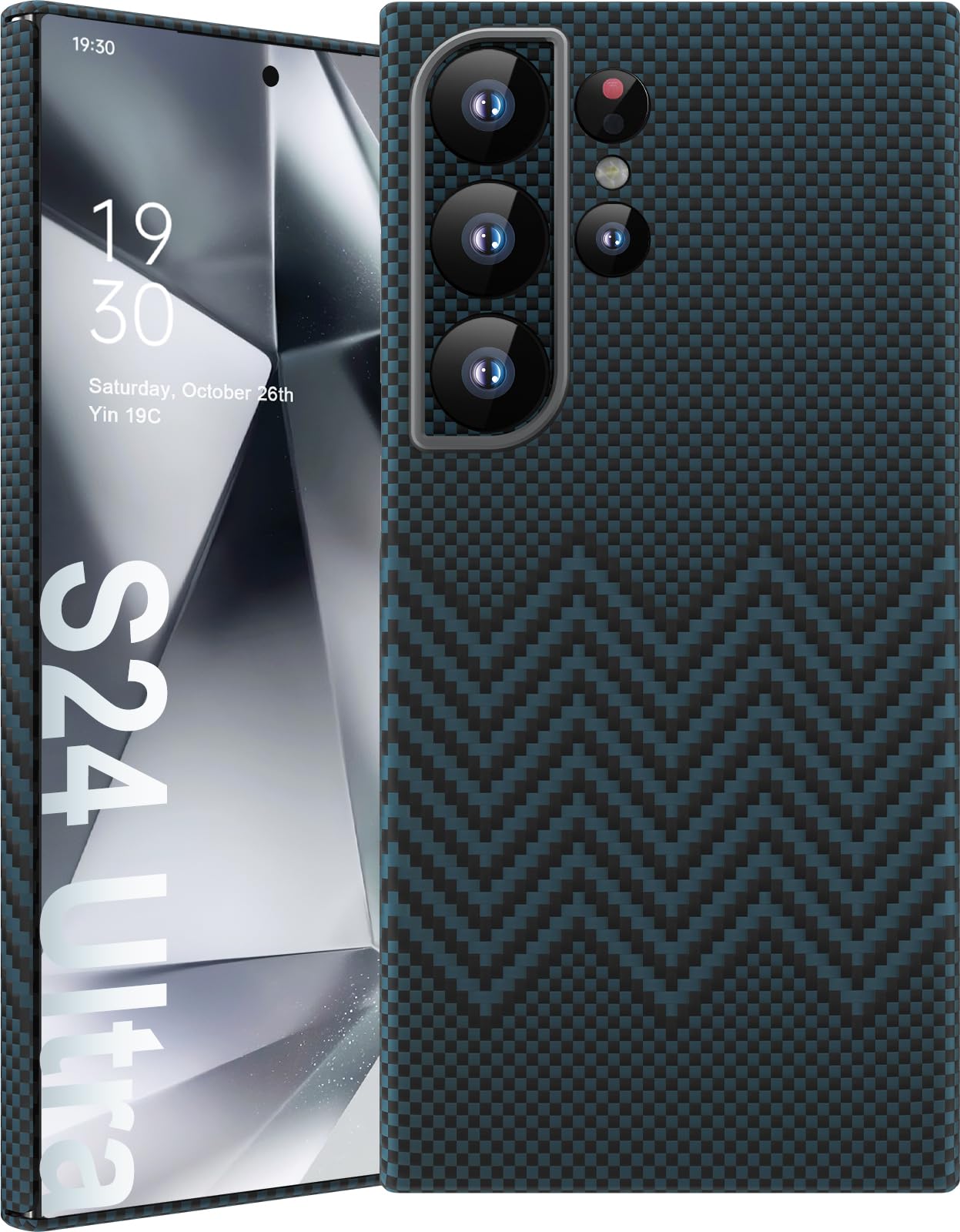 Mua for Samsung Galaxy S24 Ultra Carbon Fiber Case with Wavy Texture, Sturdy Durable 0.5 mm ...