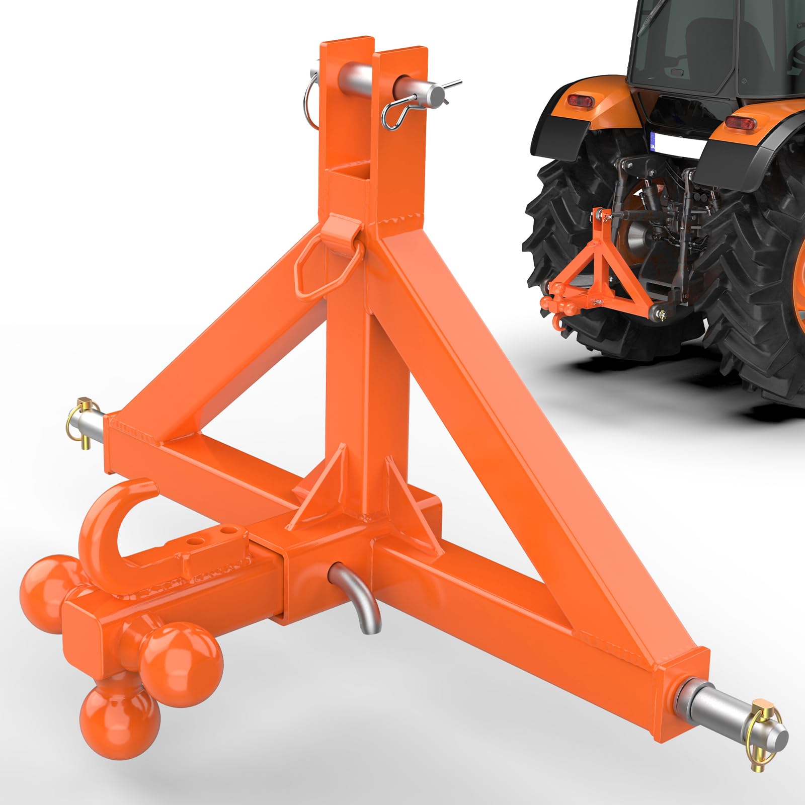 3 Point 2" Trailer Hitch Receiver and Trailer Ball Hitch with Hook ...