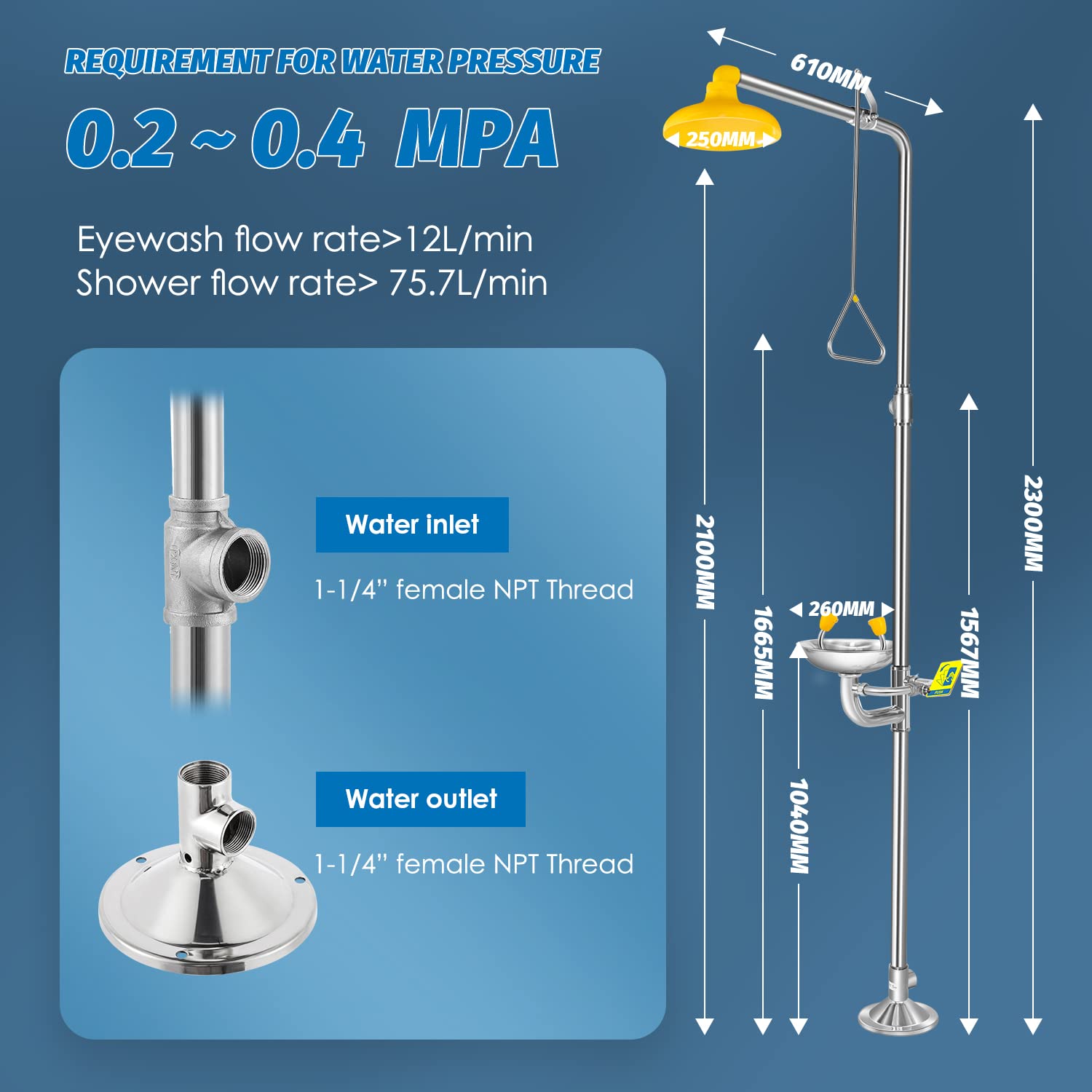 Mua Combination Eye Wash Station and Shower, Emergency Shower Eyewash ...