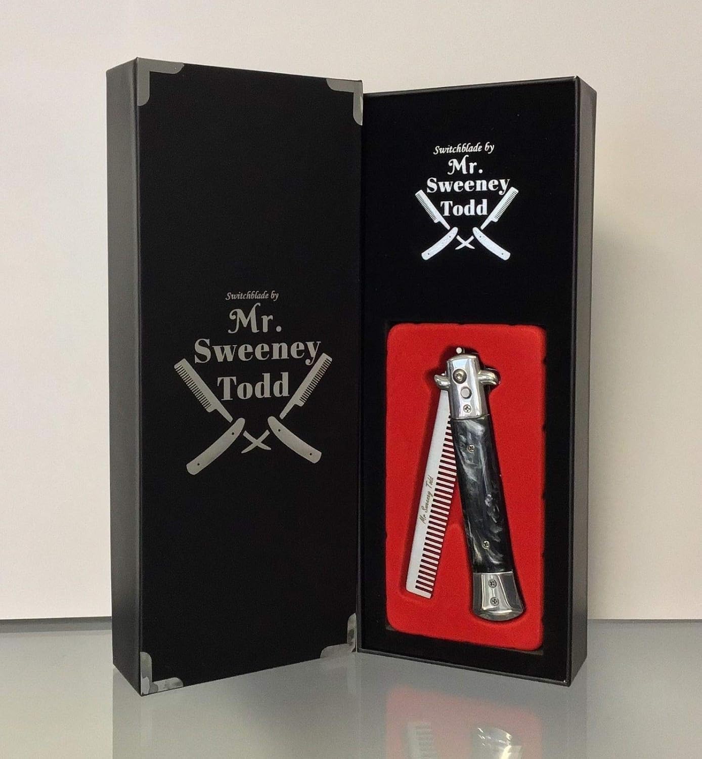 Switchblade Foldable Comb (Black) – Push Button – Mr Sweeney Todd Flick ...