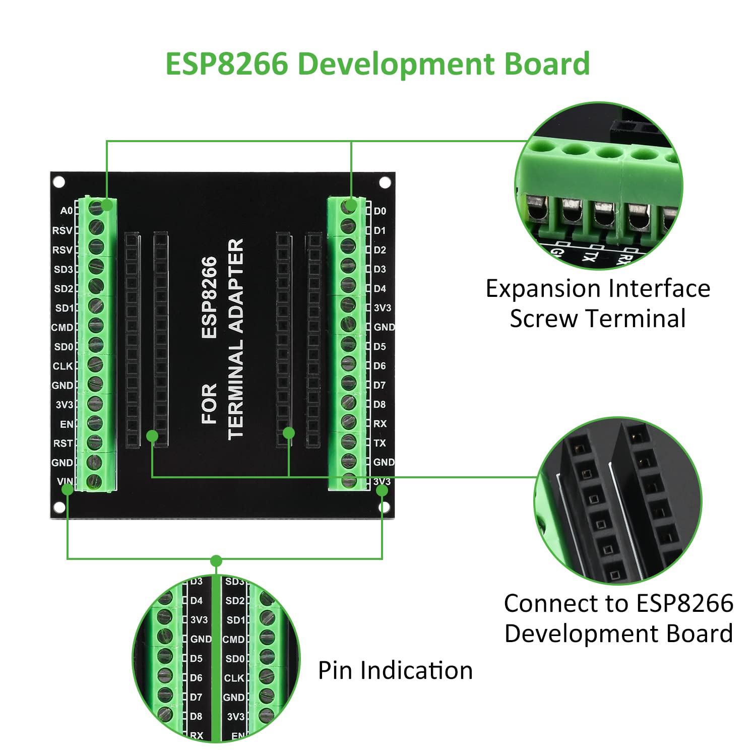 Mua 3-Pack ESP8266 Development Board, Aideepen ESP8266 Breakout Board GPIO 1 into 2 for ESP8266 ...