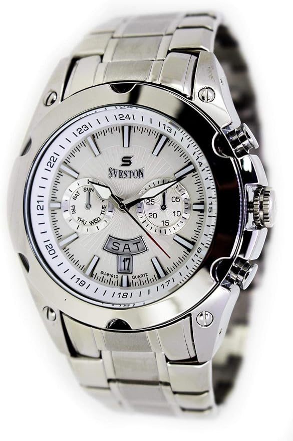 Sveston Men's Stainless Steel Band White Dial Sport Watch - SV-9191 ...