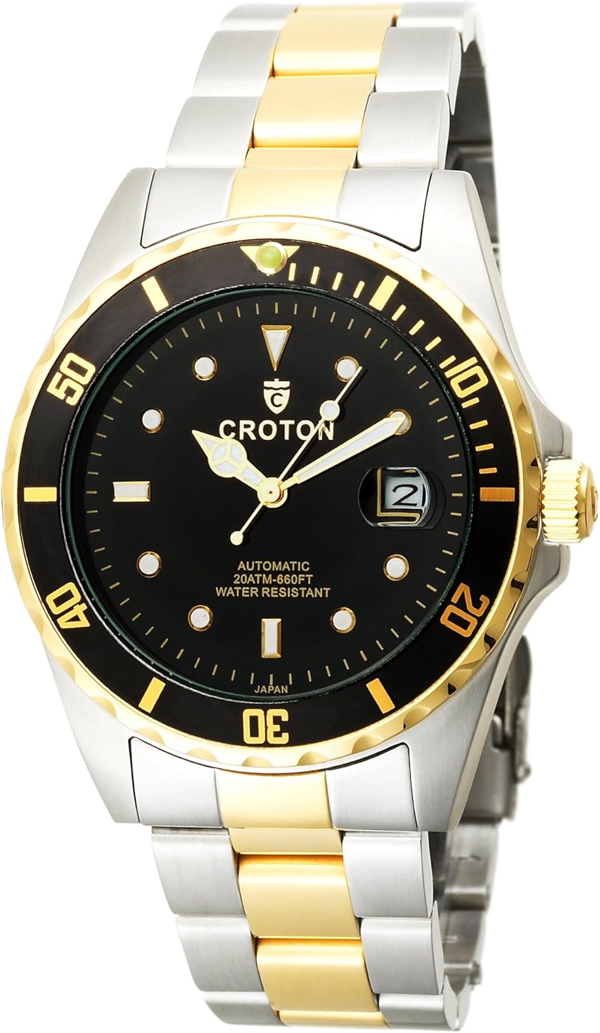 Amazon.com: Croton Men's CA401094TTBK Two-Tone Automatic Dive Watchand ...