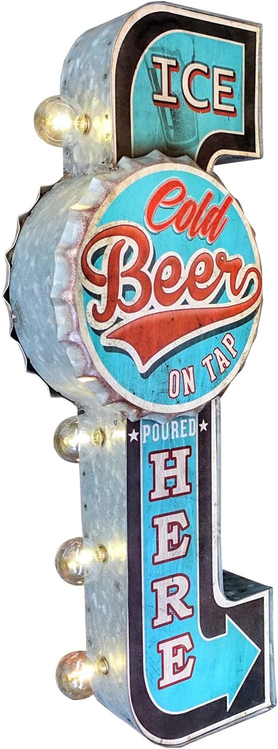 Ice Cold Beer On Tap Poured Here LED Bar Sign, Large 25" Double Sided ...
