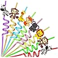 Amazon.com: 24PCS Jungle Animal Drinking Straws Reusable for Kids ...