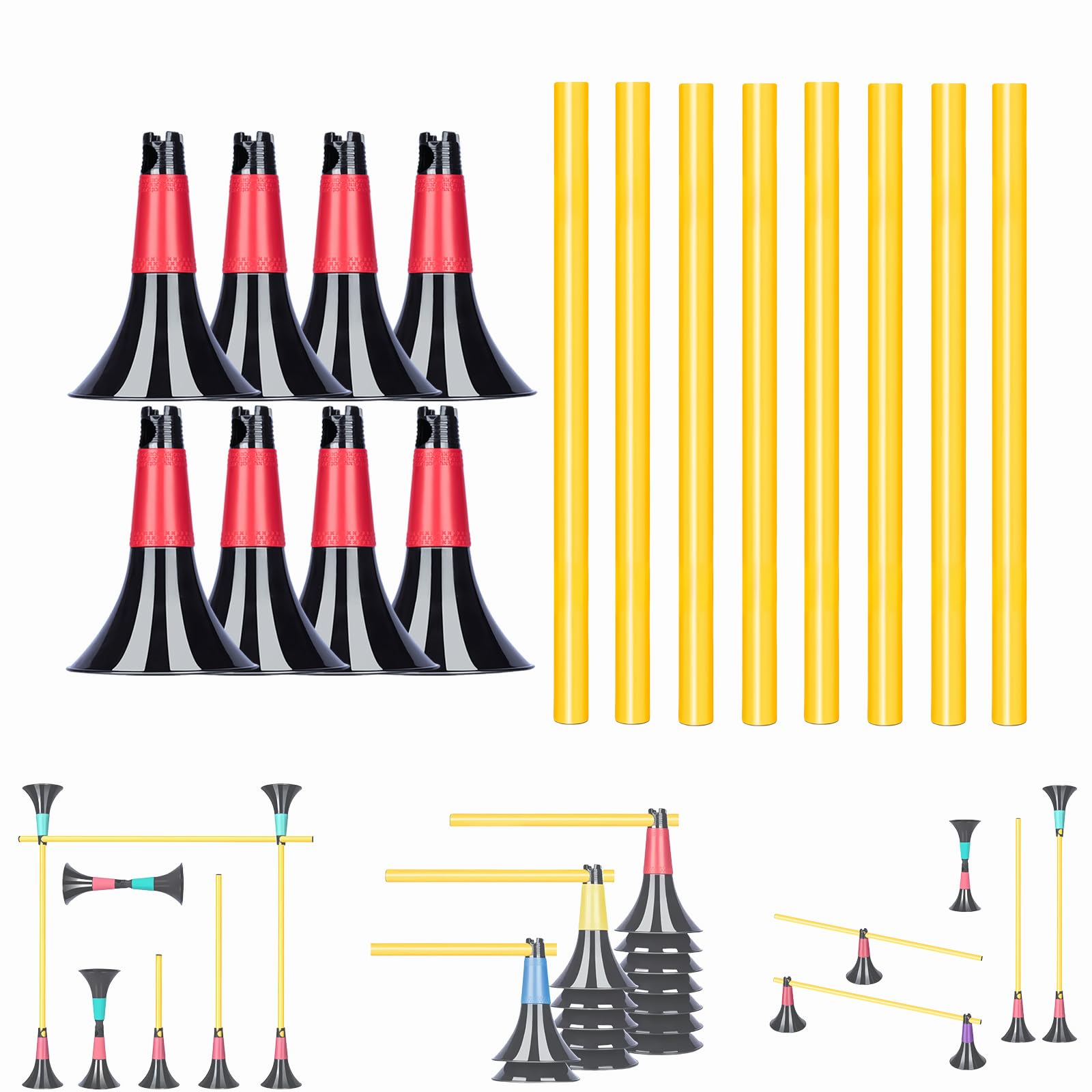 Double Opening Design conical Obstacle Cones for Sports Training, 8pcs ...