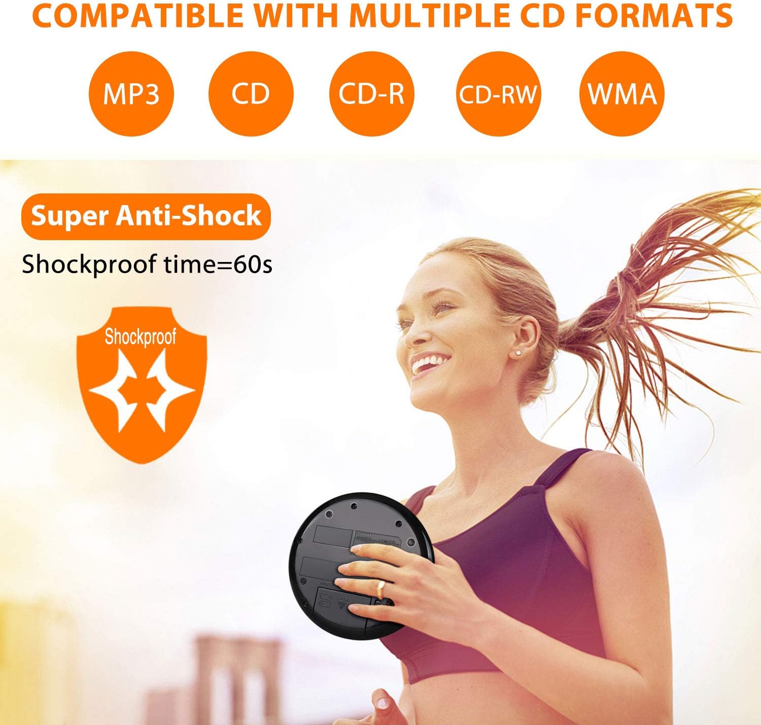 NAVISKAUTO Portable CD Player with Dual Stereo Speakers and Headphones ...