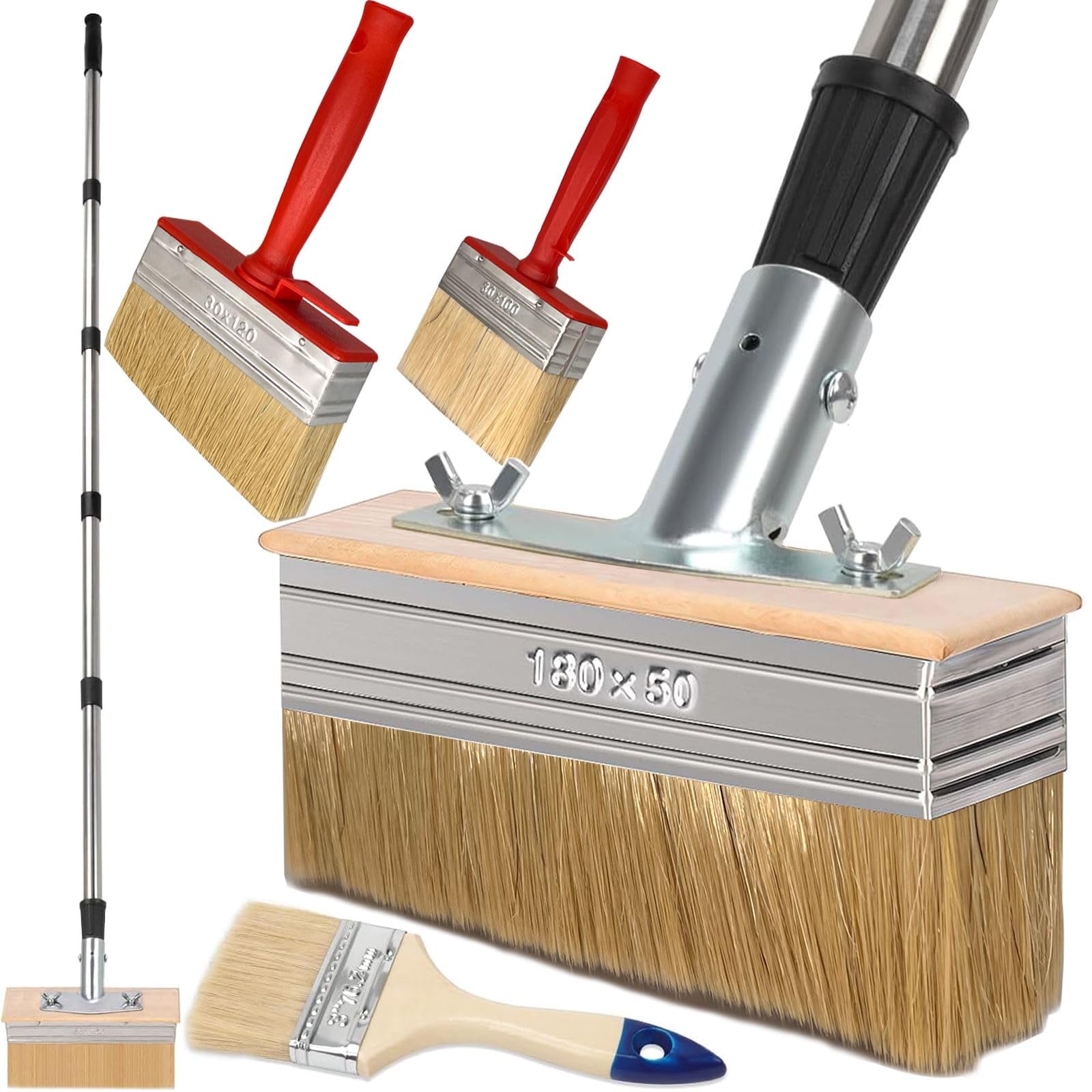 Deck Stain Brush with Long Handle 7 Inch Deck Stain Applicator with 59IN Extension Pole Paint ...