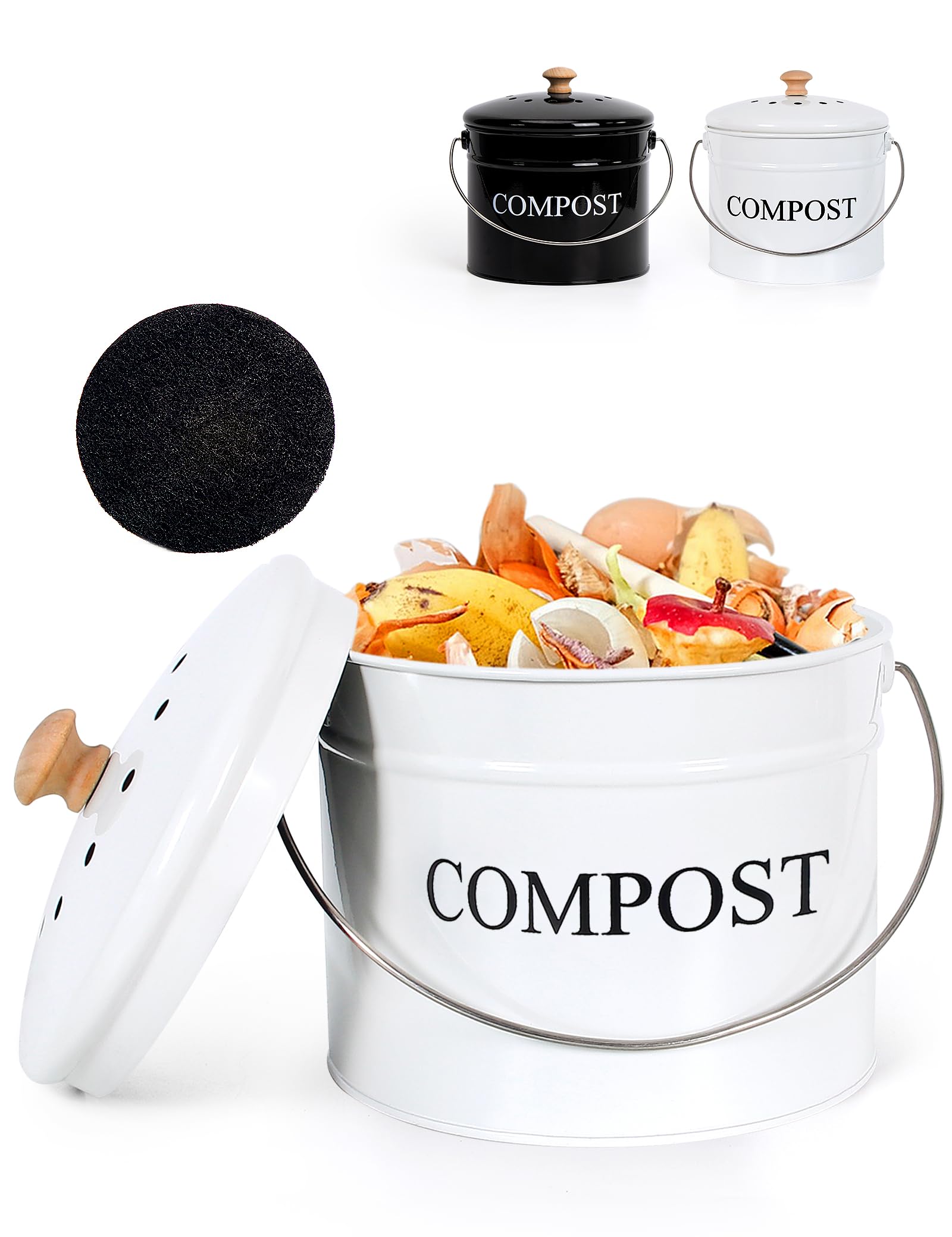 Candco Compost Bin Kitchen - 1 Gallon Kitchen Composter, Countertop ...