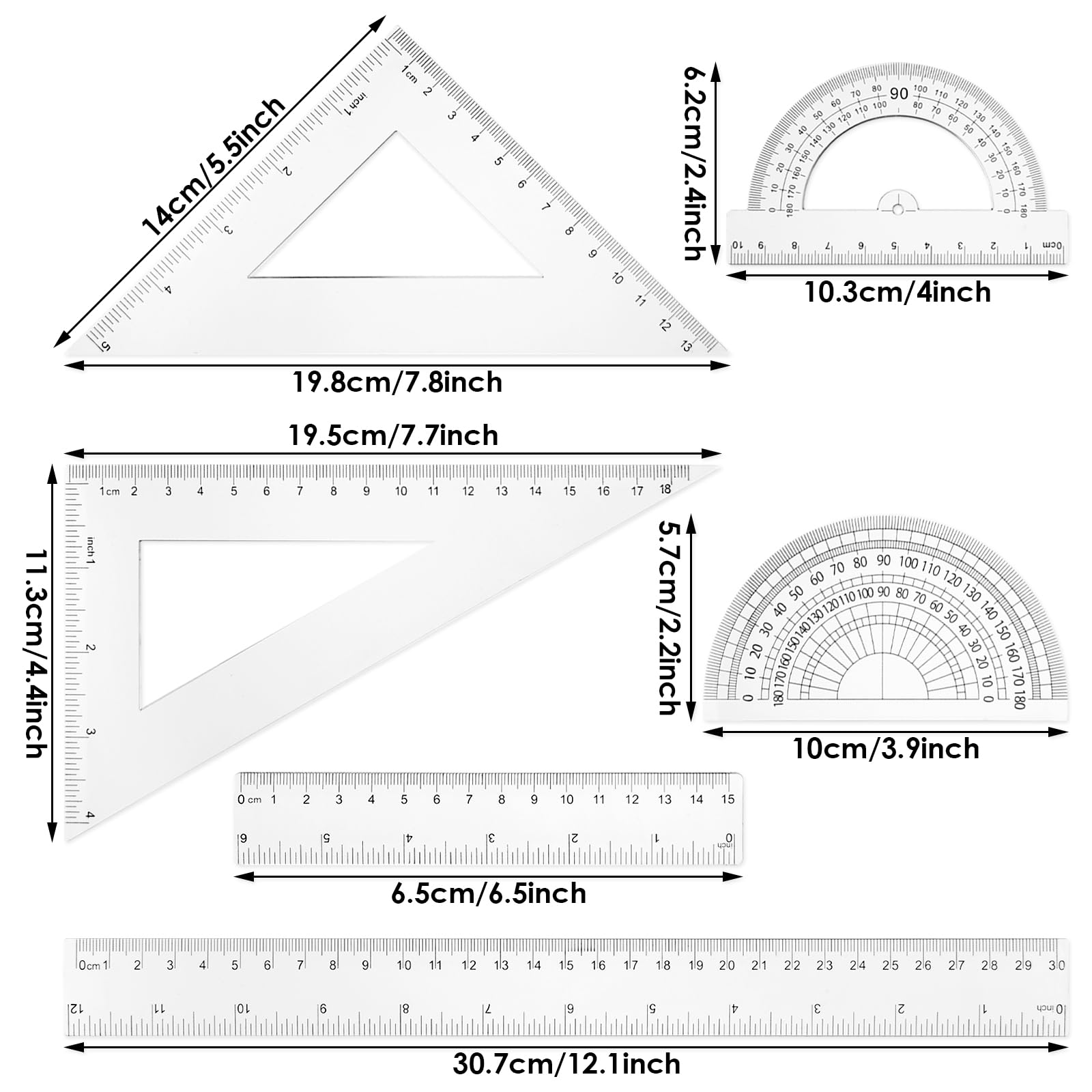 Mua Thinp 6 Pieces Ruler Set Includes 12 Inch 6 Inch Straight Ruler ...
