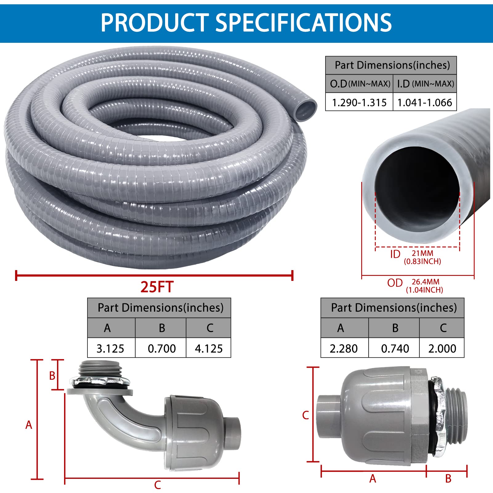 Mua 3/4 inch 25 Foot Electrical Conduit Kit,Flexible Non Metallic ...