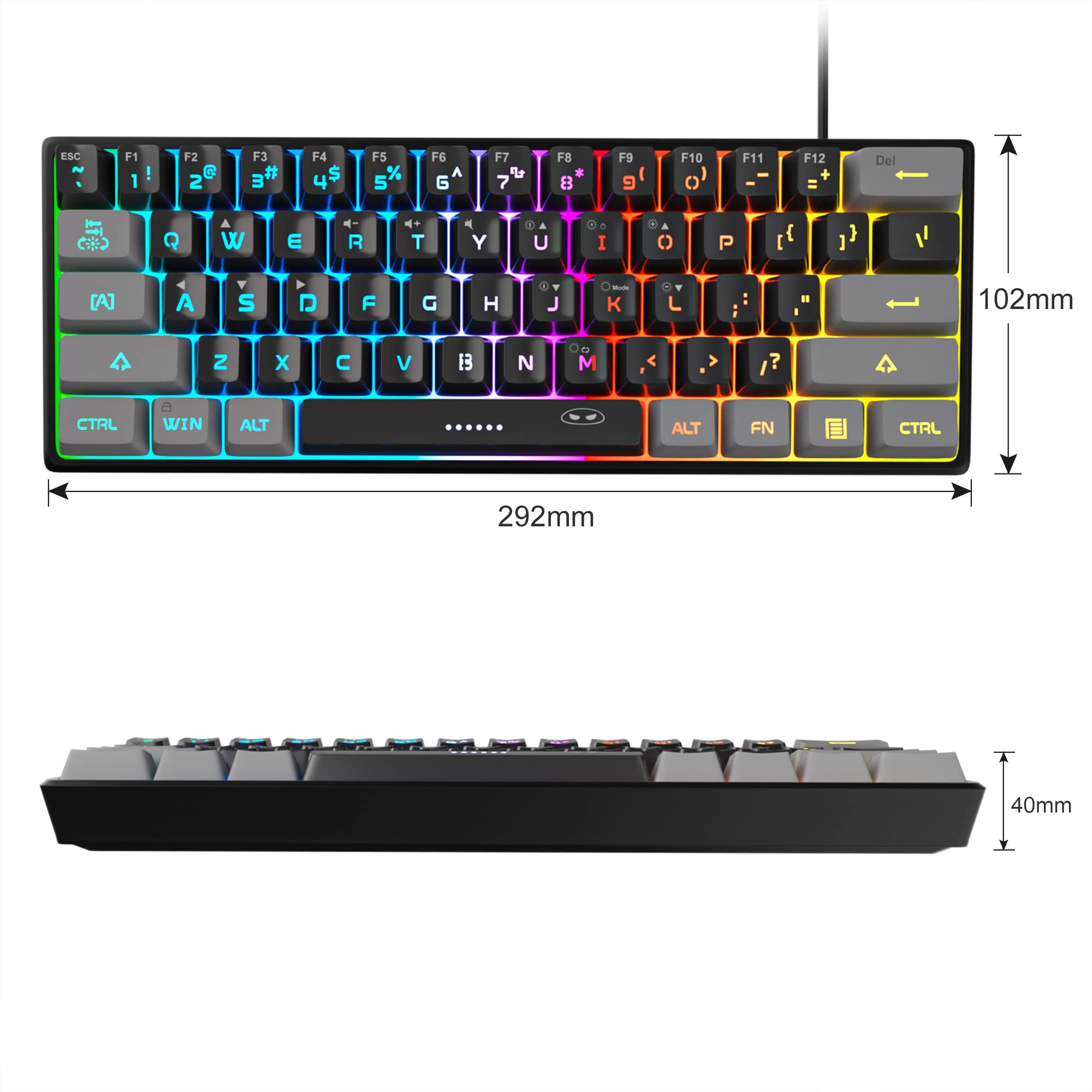 Mua MageGee Mini 60% Gaming Keyboard, RGB Backlit 61 Key Ultra-Compact ...