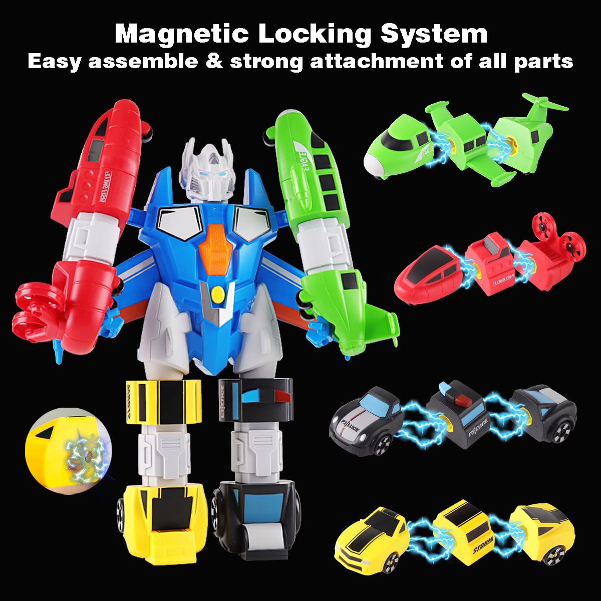 Mua 5-in-1 Magnetic Vehicles Playset Toy, Transform to Robot, Mix ...