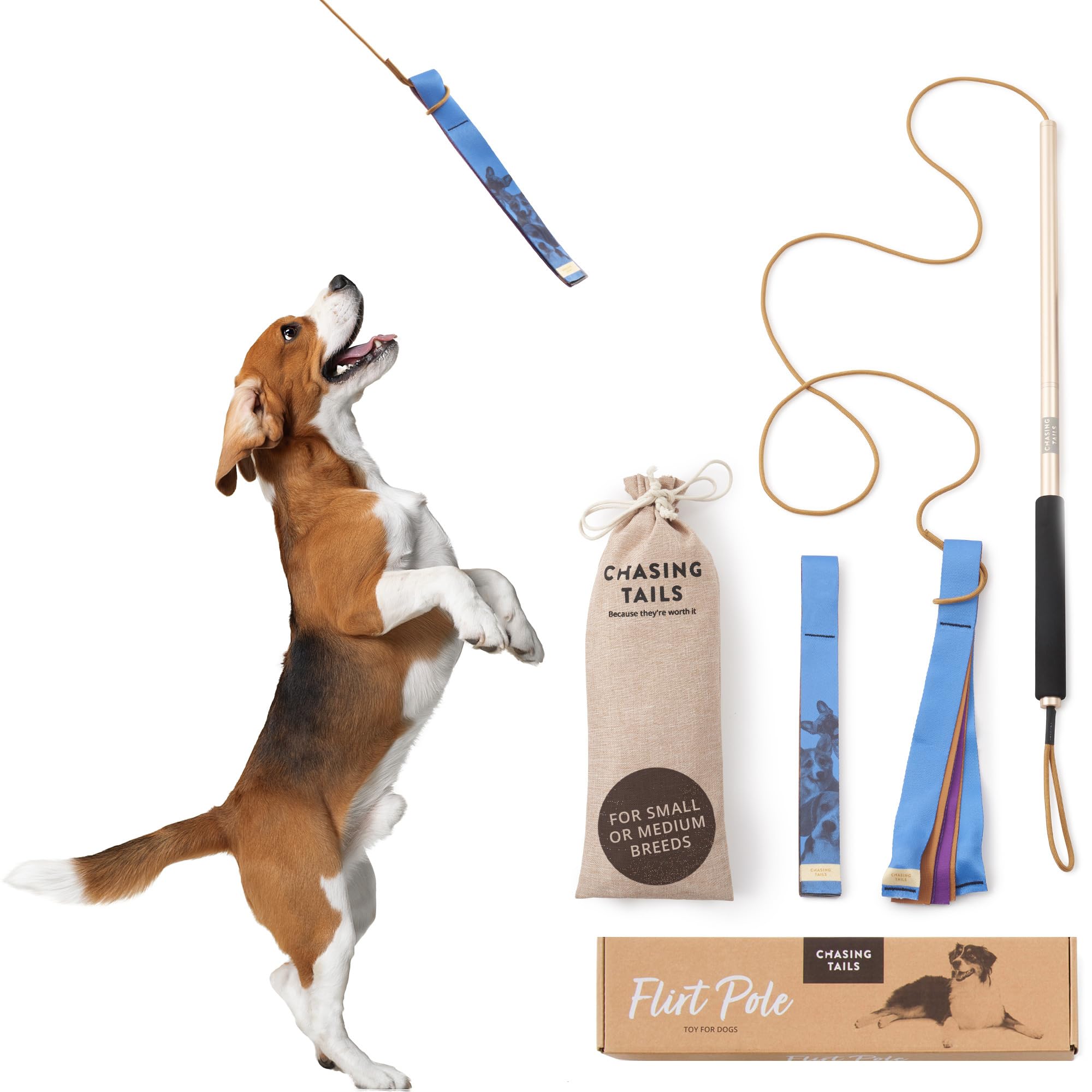 Chasing Tails Flirt Pole for Small Dogs - 26 Inch with 70 Inch Rope and ...
