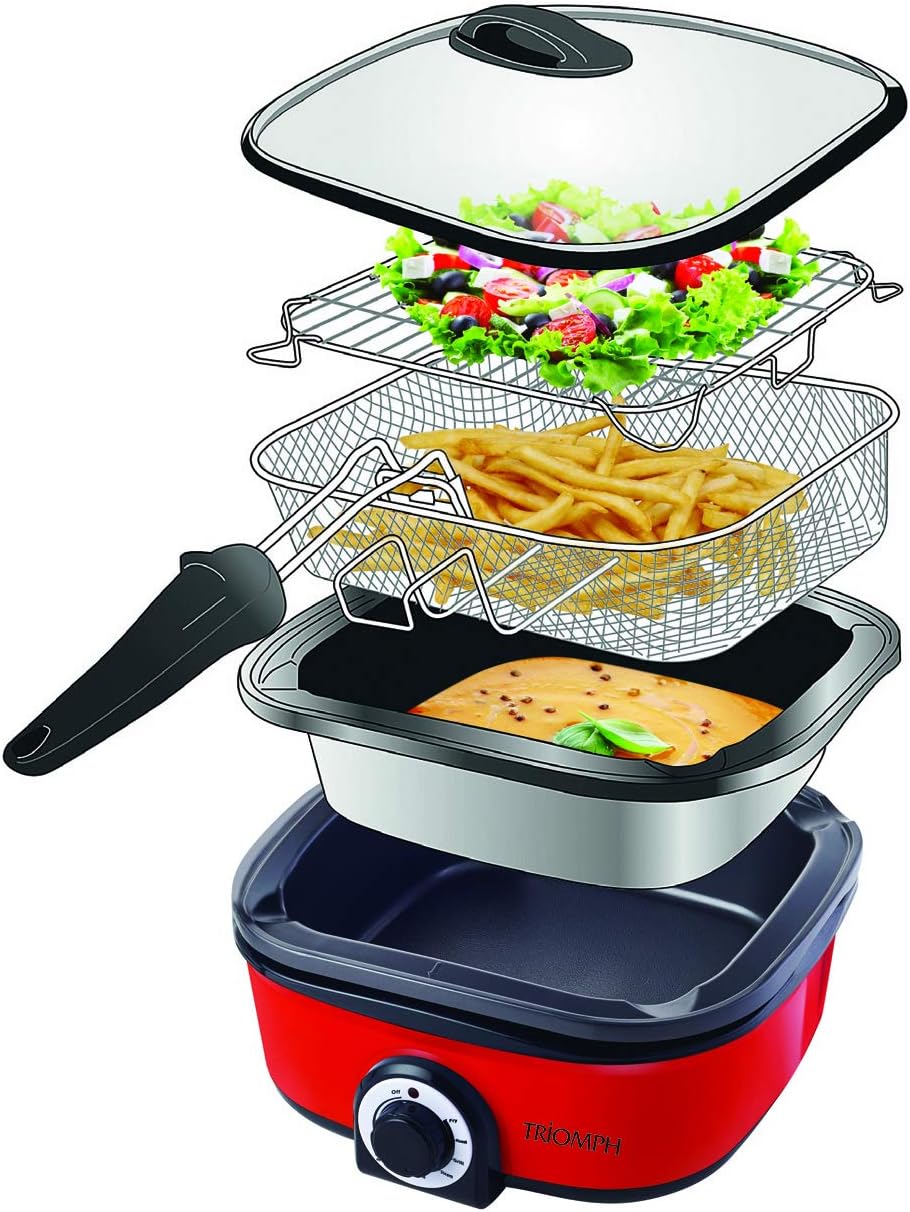 Triomph ETF1672 Multicuiseur 12-en-1, 1400 W, 5 liters, Rouge: Amazon ...