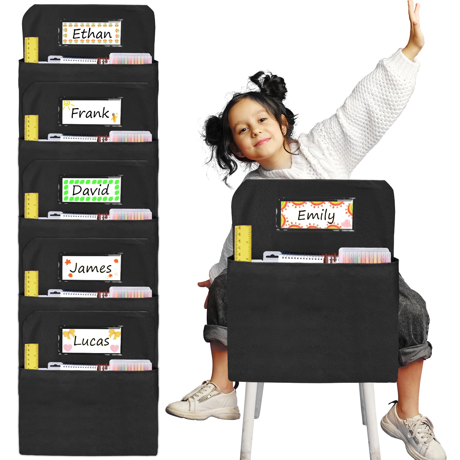 EAONE Chair Pockets for Classrooms Set of 24, Large Capacity Back of ...