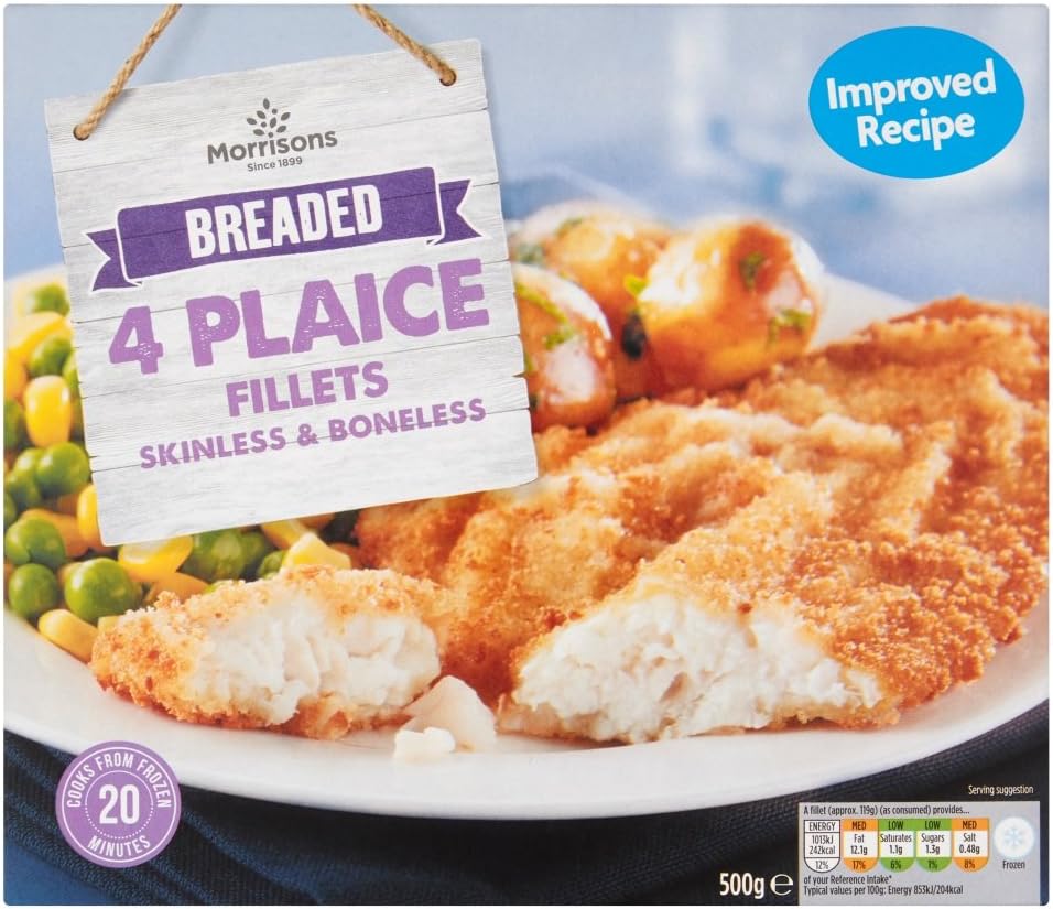 Morrisons Breaded Frozen Plaice Fillets, 500g (Frozen): Amazon.co.uk ...