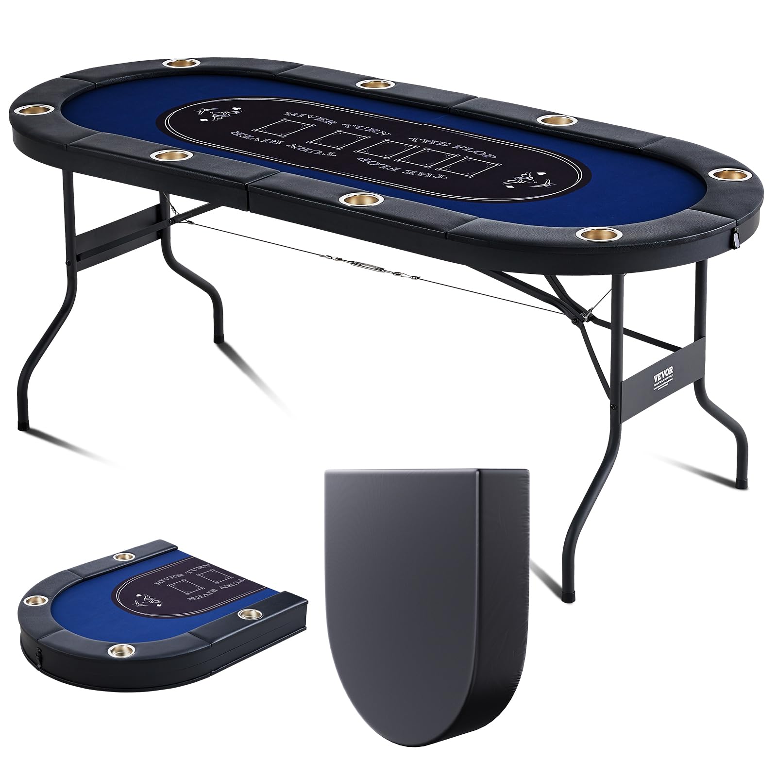 VEVOR Foldable Poker Table for 8 Player, Blackjack Texas Holdem Table ...
