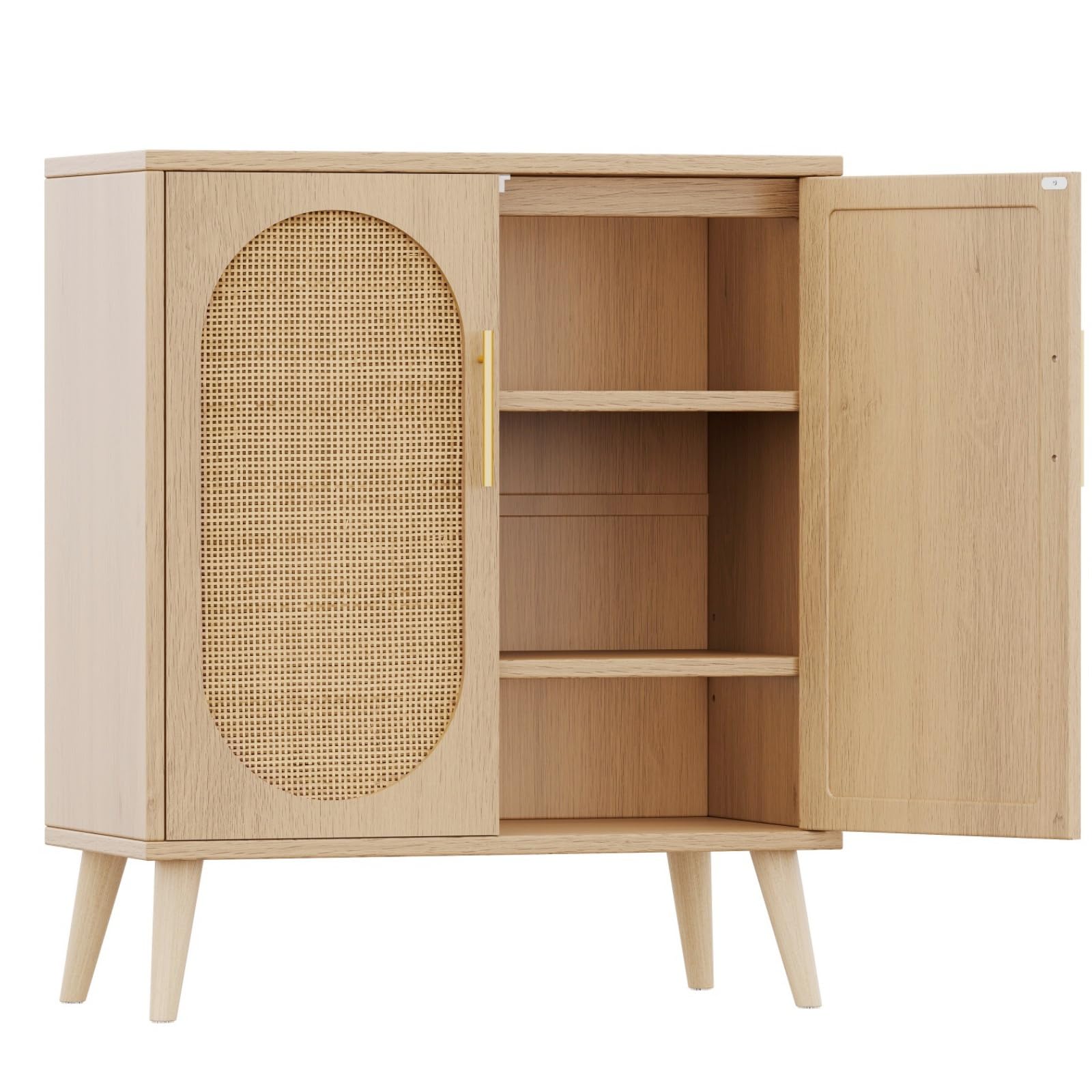 Irontar Rattan Storage Cabinet, Buffet Sideboard Cabinet with Doors ...