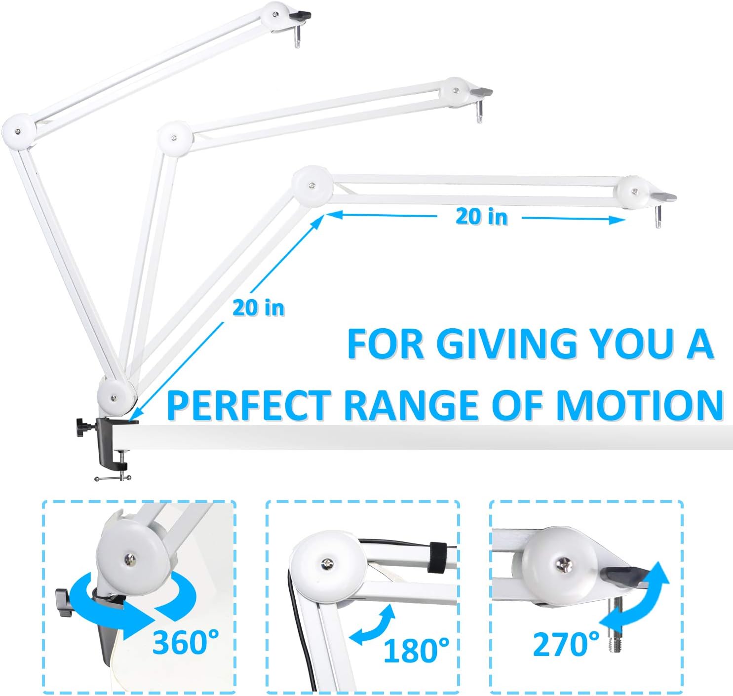 AT2020 Boom Arm Mic Stand with Pop Filter – Microphone Arm Stand for ...