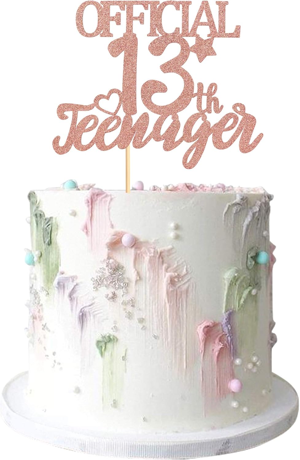 Rose Gold Glitter Officially A Teenager 13 Cake Topper 13th Birthday ...
