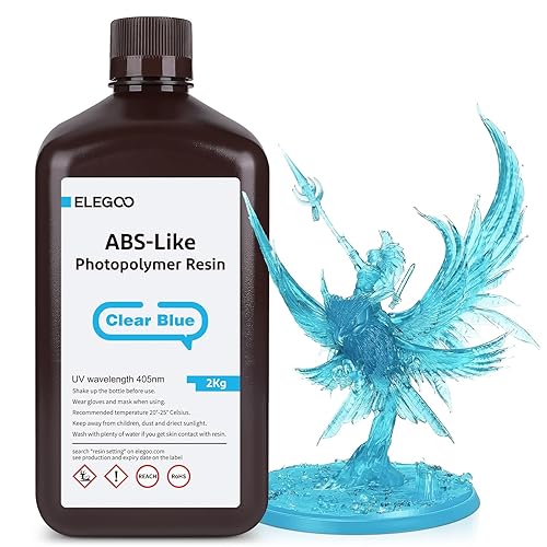 ELEGOO ABS-Like Clear Blue 1000G 3D Printer Resin, 405nm UV-Curing LCD ...