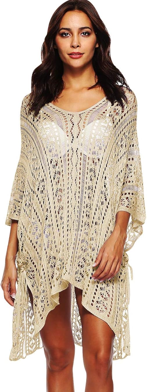 Strandkleider Damen Gestrickte Strandkleid Kaftan Tunika Strandtunika ...