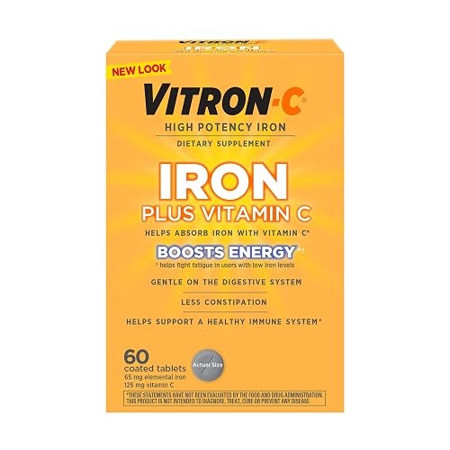 Vitron-C Iron Supplement, Once Daily, High Potency Iron Plus Vitamin C ...