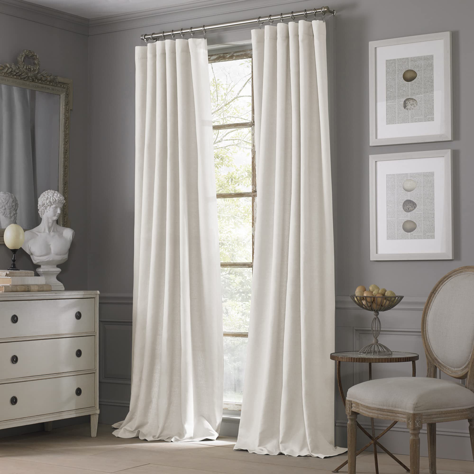 Valeron Estate Linen Rod Pocket/Back Tab Window Panel, White, 108" for ...