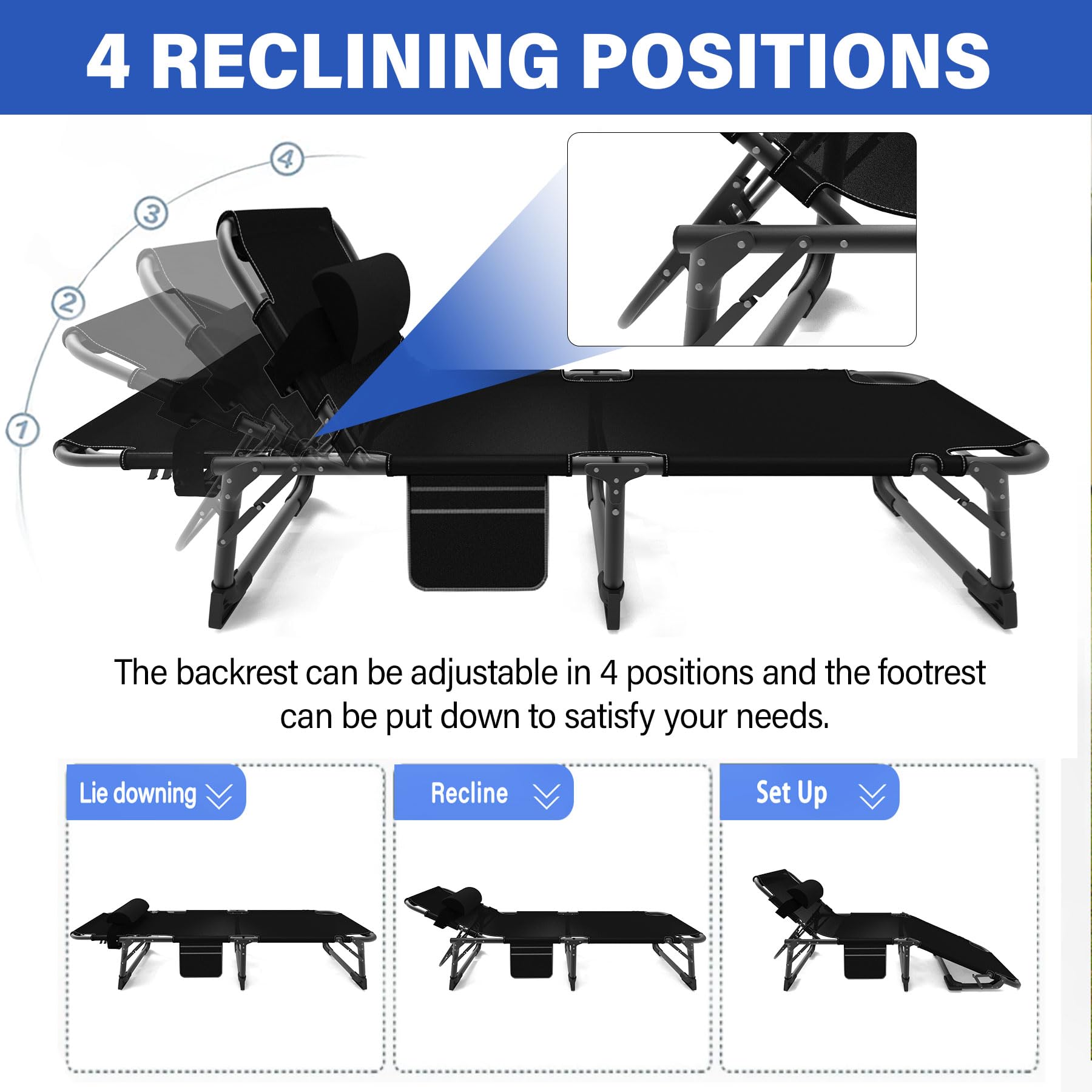 Mua soliles Camping Sleeping Cot,5-Position Folding Cot,Lounge Chair ...
